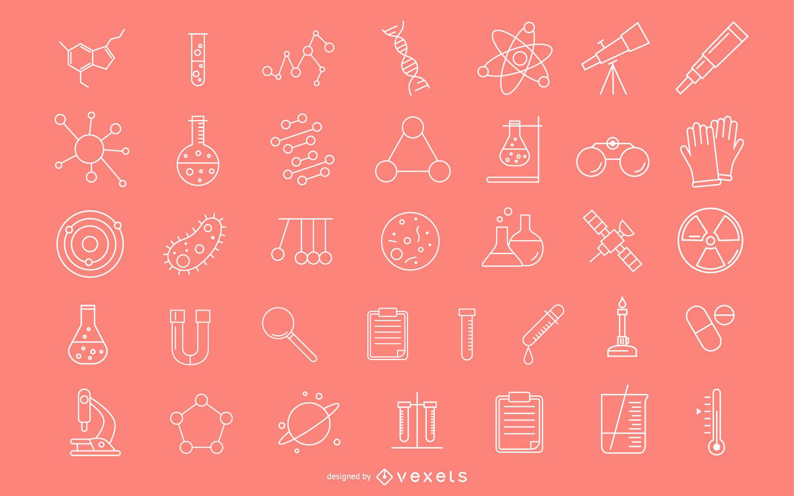 Scientific Stroke Icons Pack Vector Download