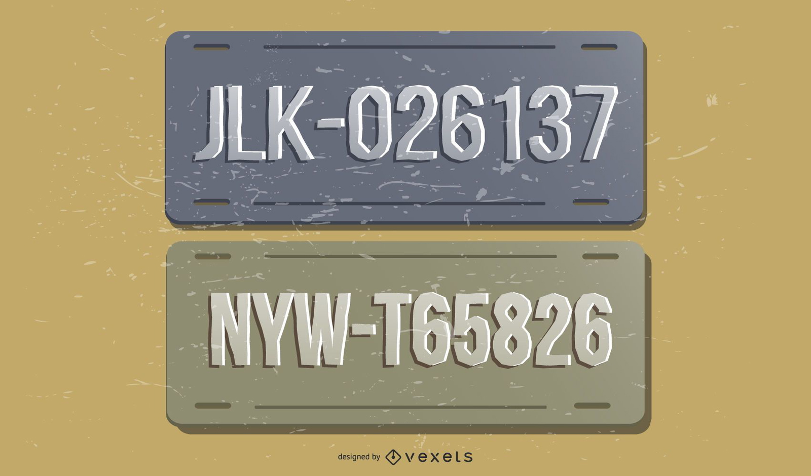Vintage License Plates Design Set Vector Download