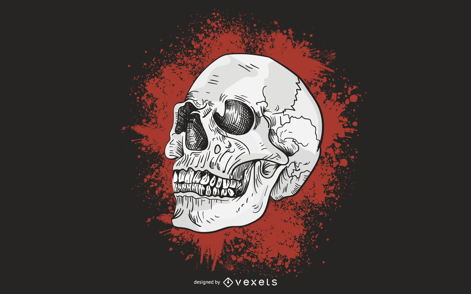 Grunge Skull Blood Illustration Vector Download
