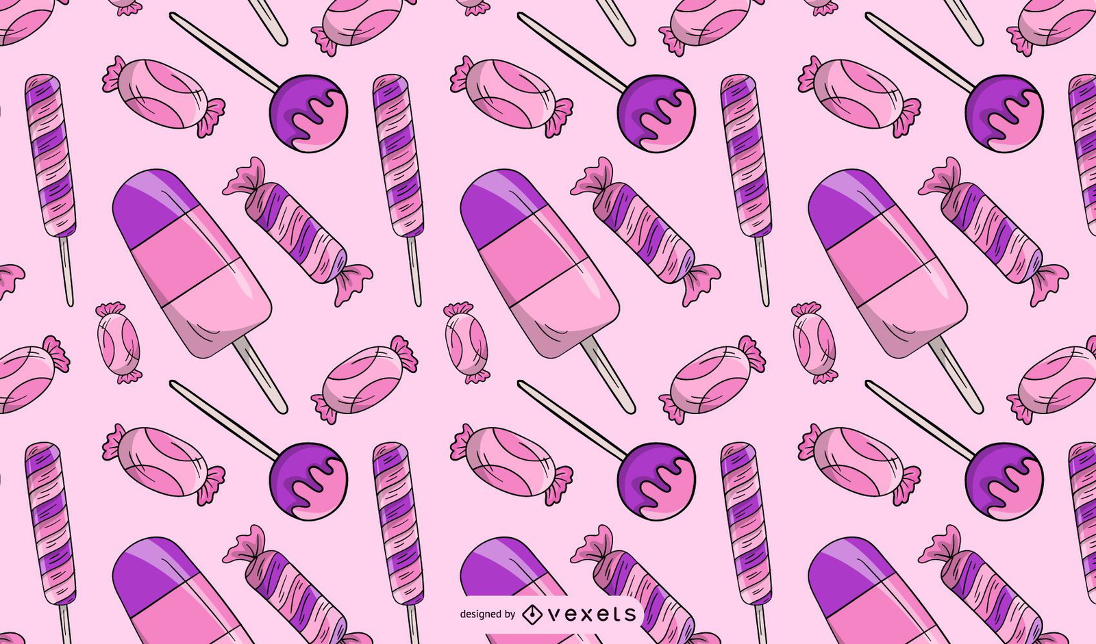 Pink Sweets Pattern Design Vector Download