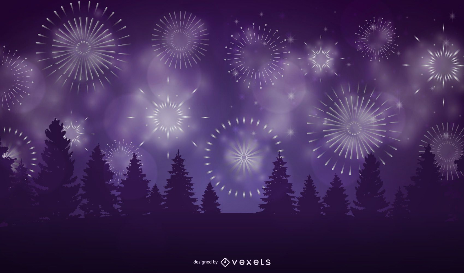 Fireworks Forest Illustration Design Vector Download