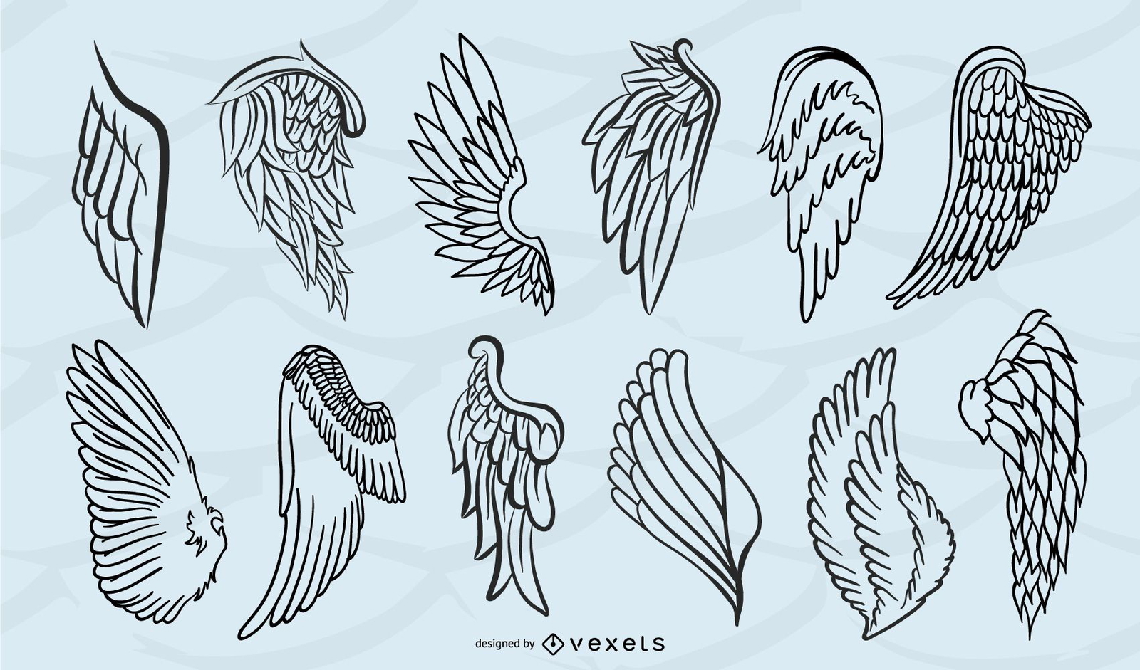 Feather Wings Drawings Outlines