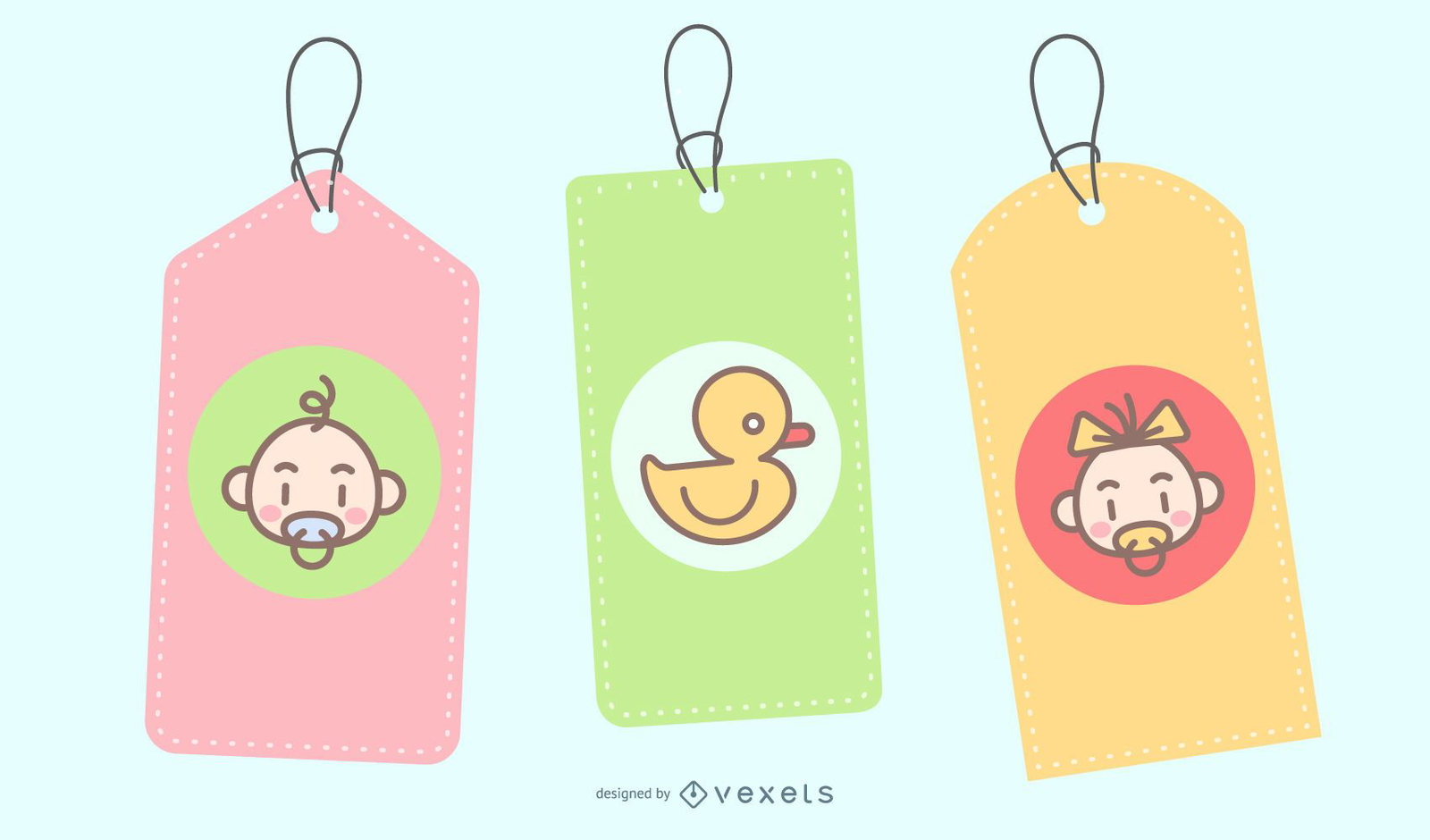 Cute Baby Tag Illustration Set Vector Download