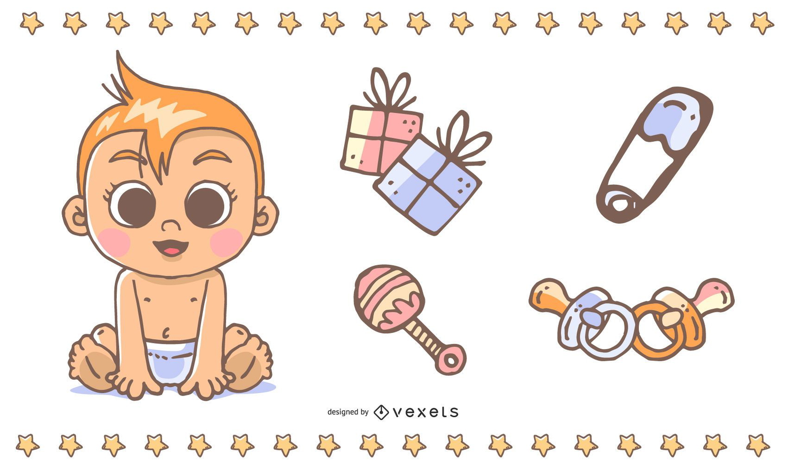 Cute Baby Theme Vector Vector Download