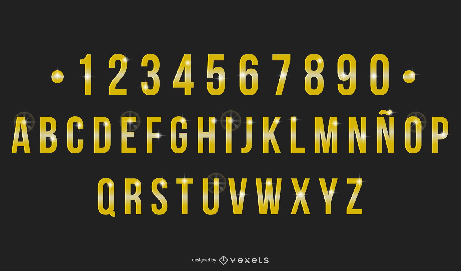 Shiny Golden Alphabet Set Vector Download