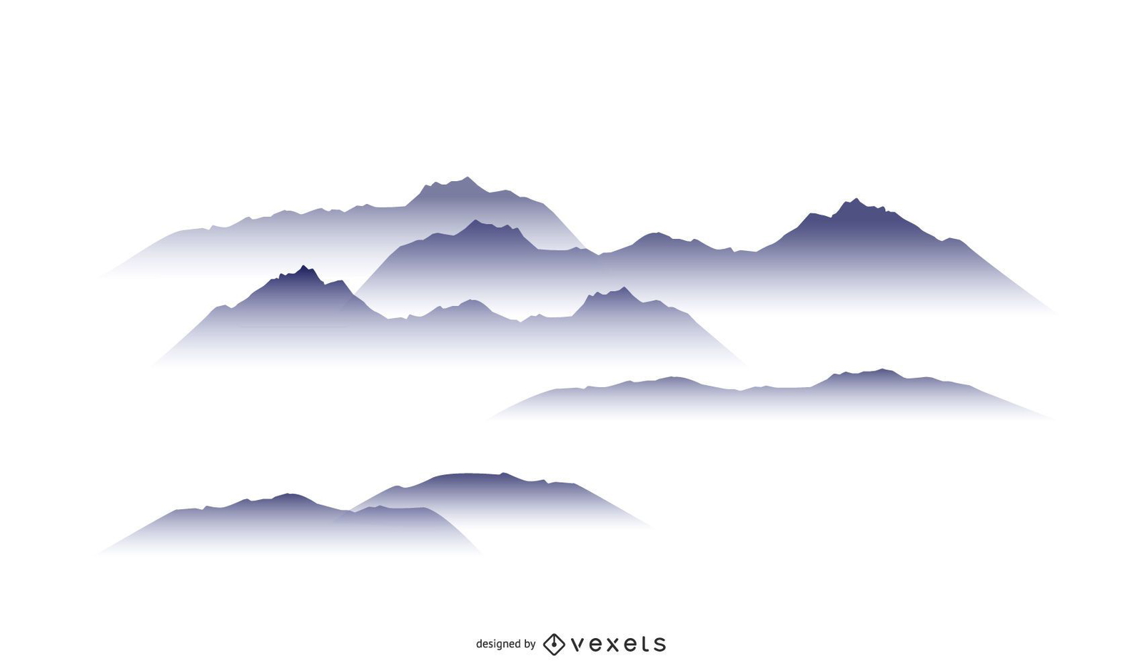 Cloudy Mountain Design Set Vector Download