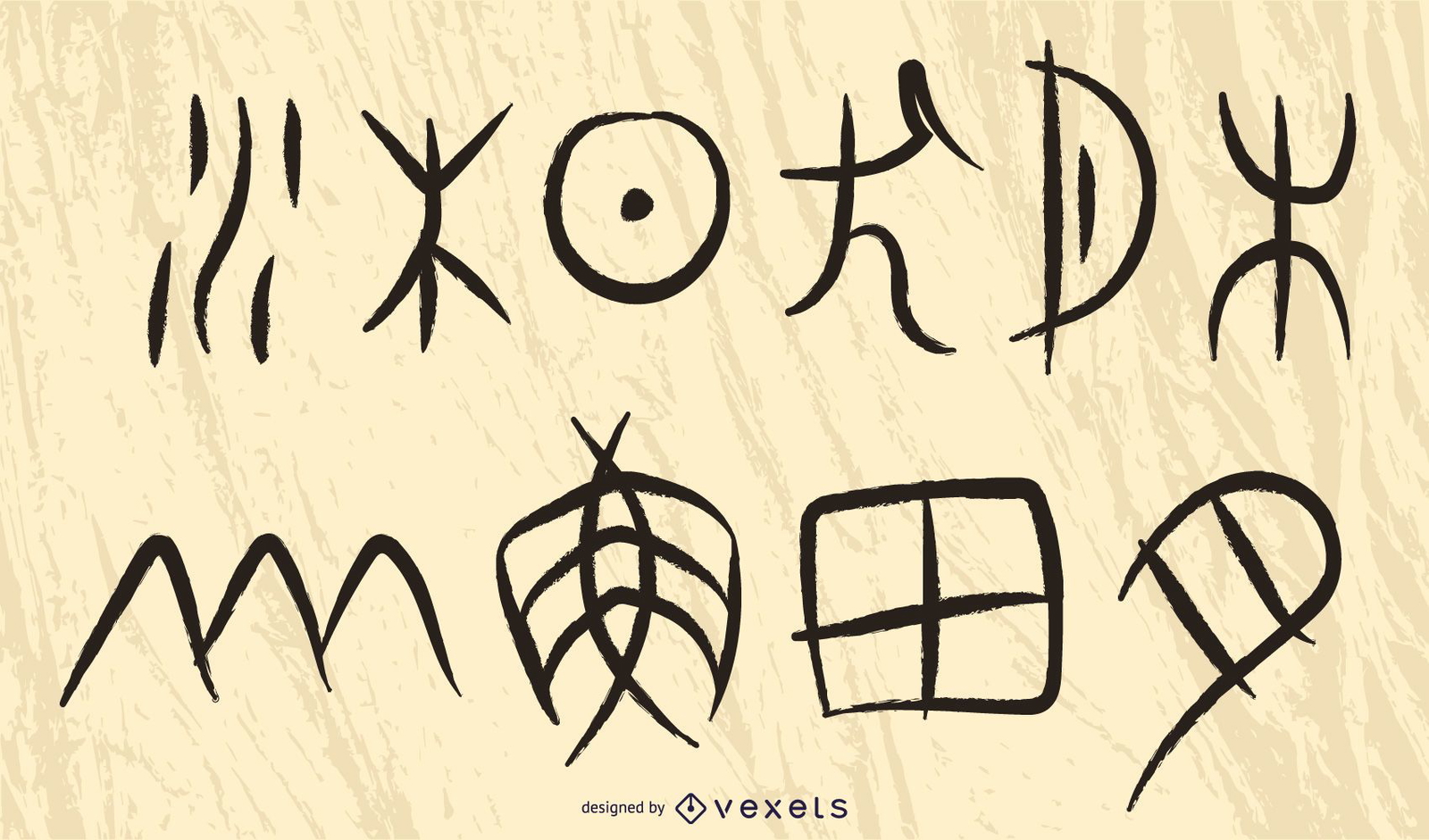 Asian Pictograph Design Set Vector Download