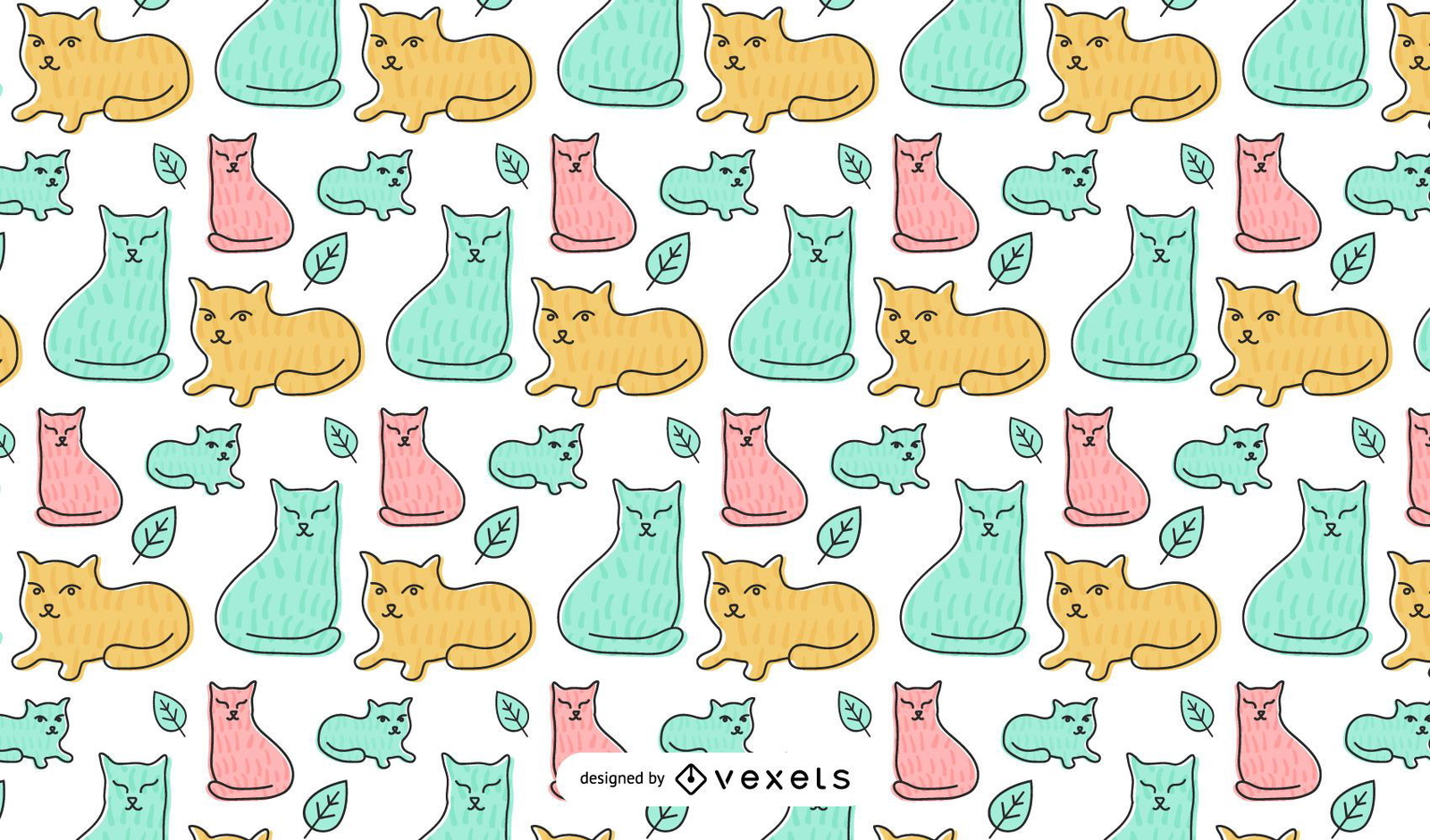 Flat Cats Pattern Design Vector Download