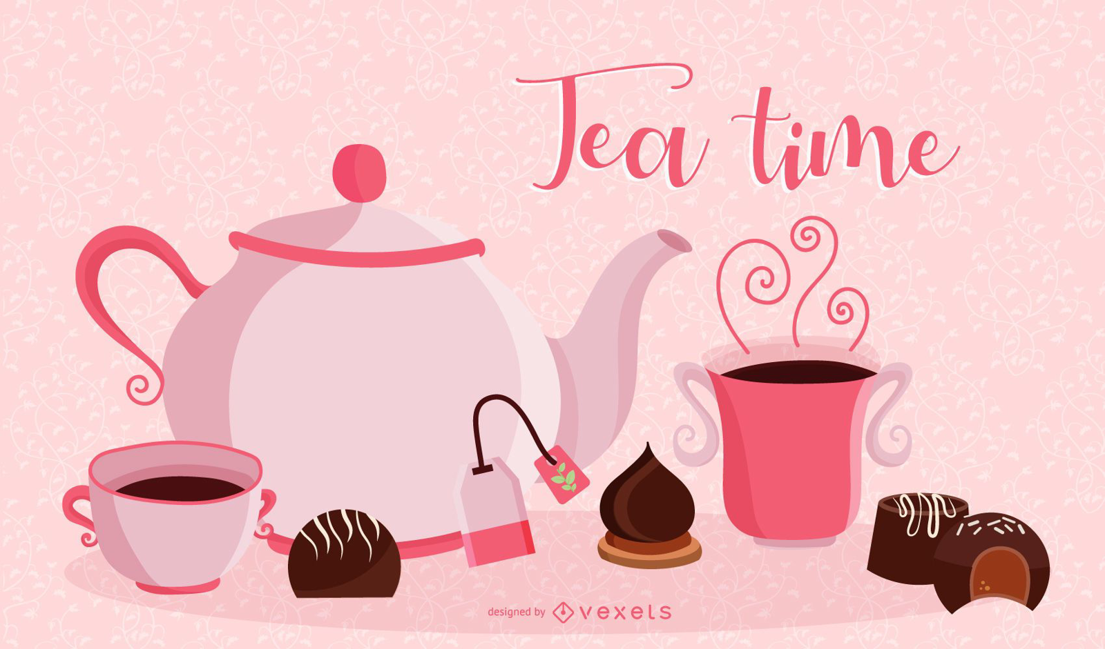 Tea Time Illustration Design Vector Download