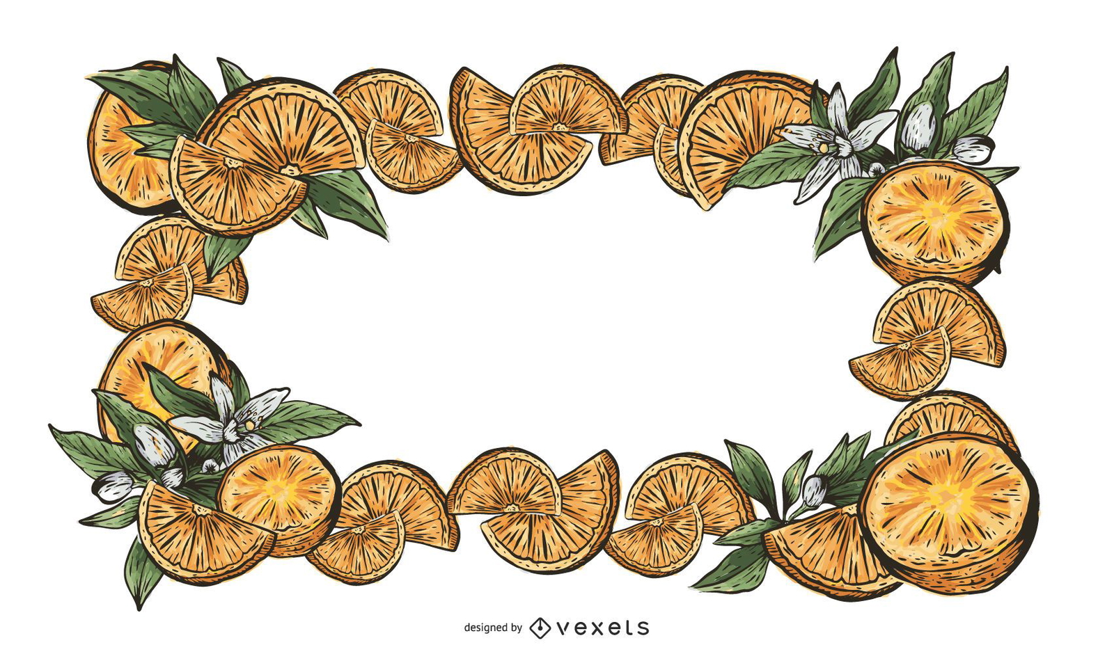 Orange Slices Frame Illustration Vector Download