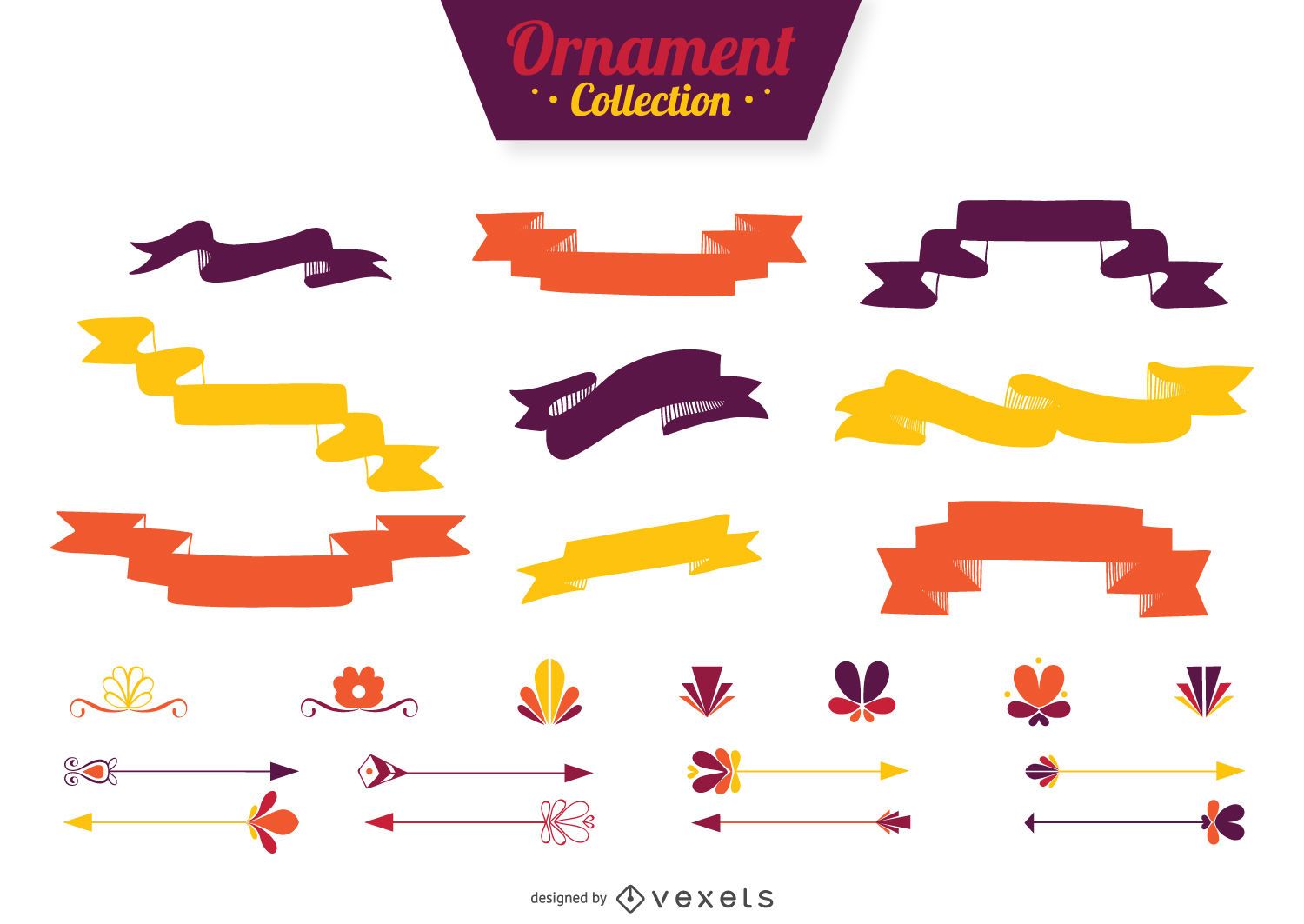 Flat Ribbon Dividers Collection Vector Download