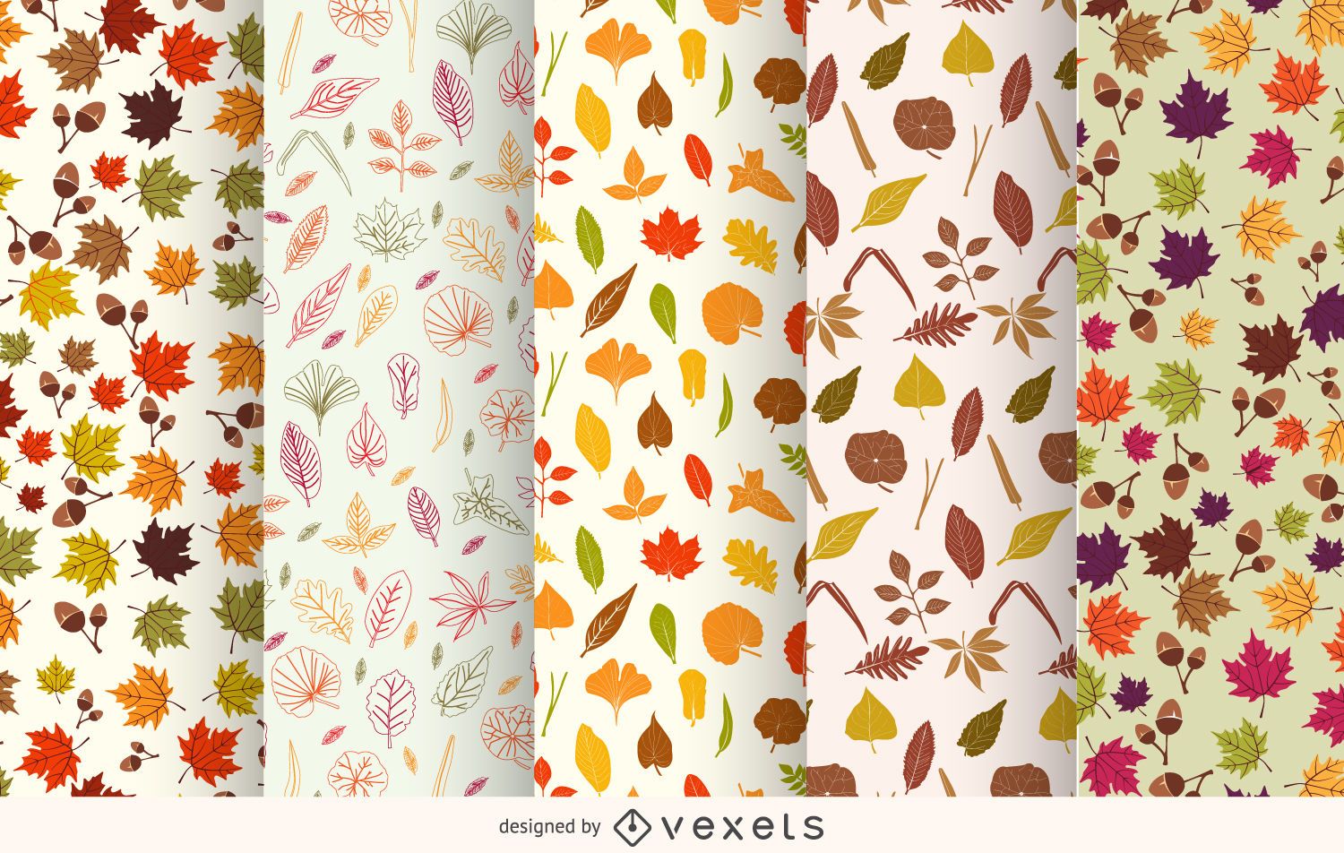 Autumn Leaves Pattern Set Vector Download