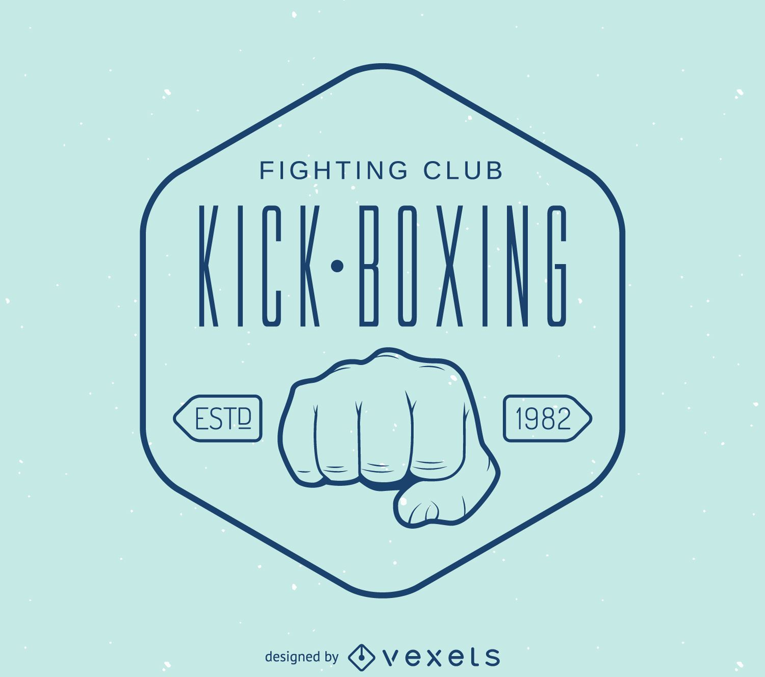 Lineal Kick-boxing Stamp Logo Template Vector Download