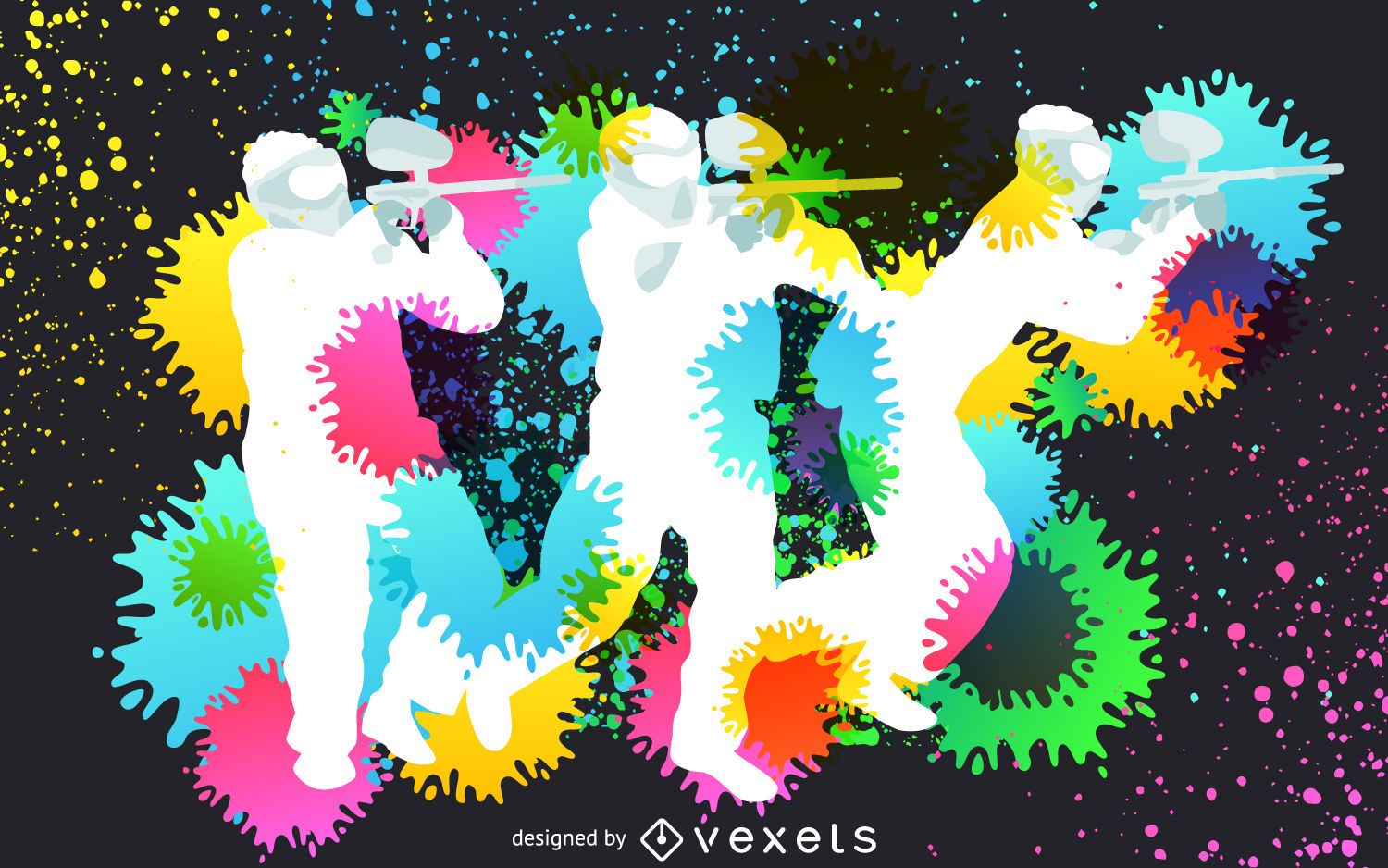 Paintball Silhouettes Splash Vector Download