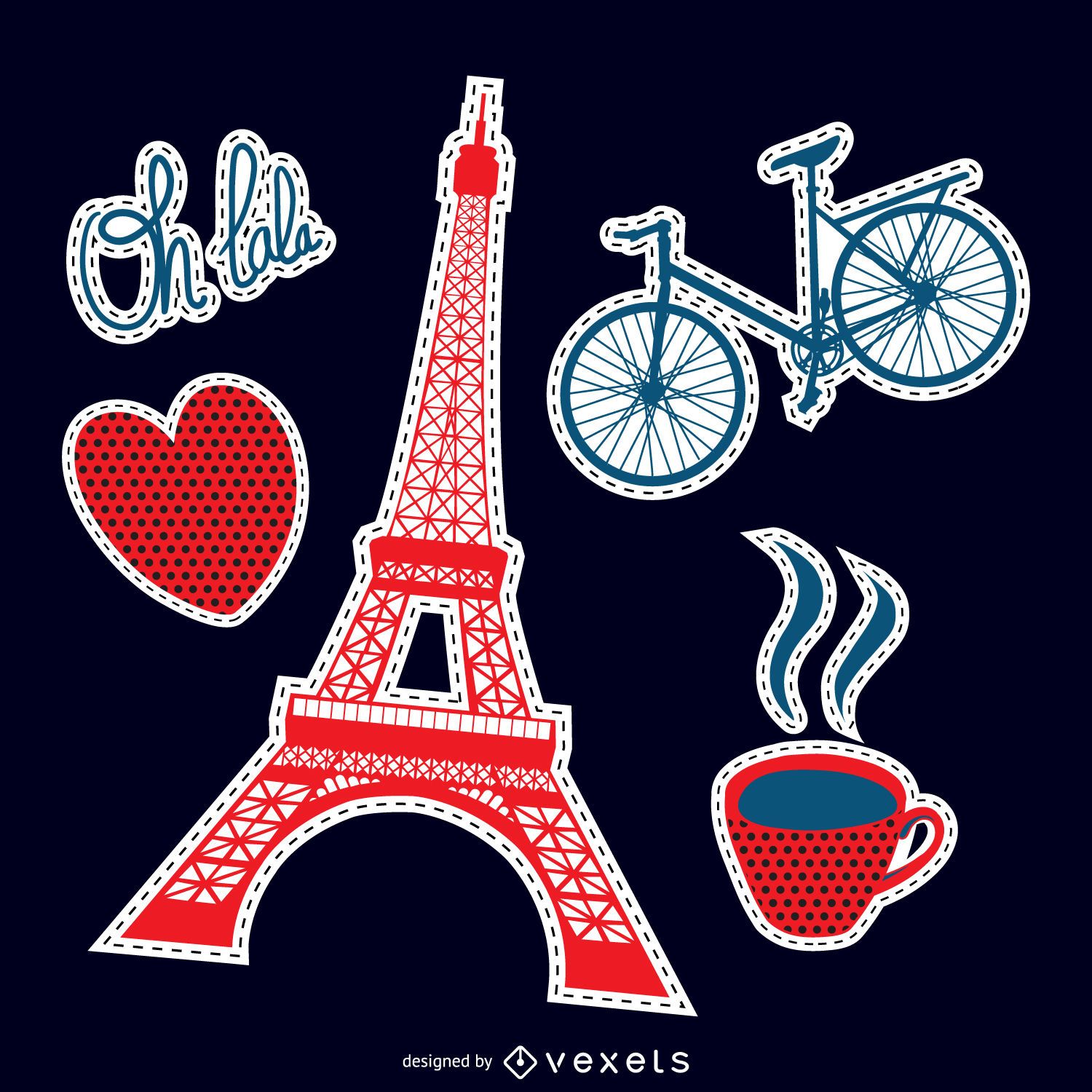 I Love Paris Clip Art Set France And Paris Cartoon Set Royalty Free