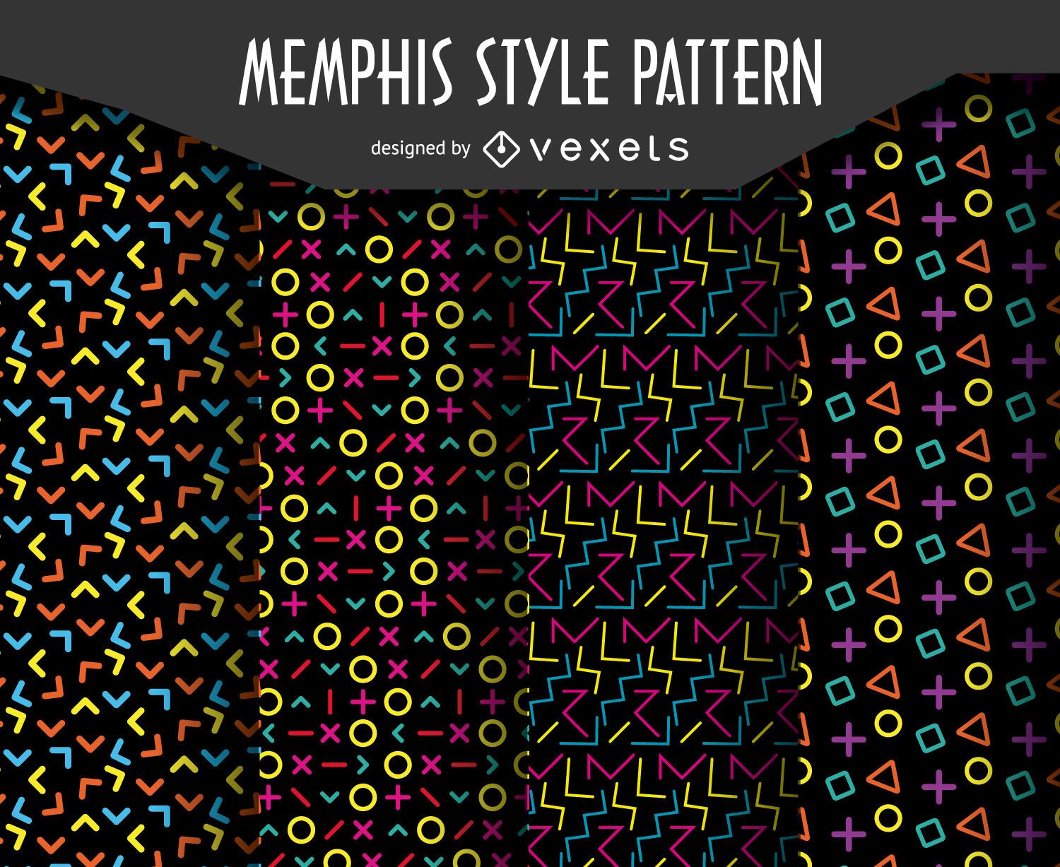 High Contrast Retro Pattern Set Vector Download