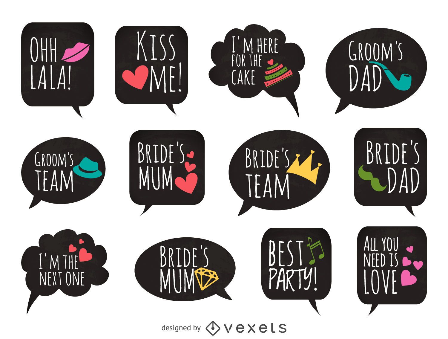 Wedding Sticker Prop Collection Vector Download