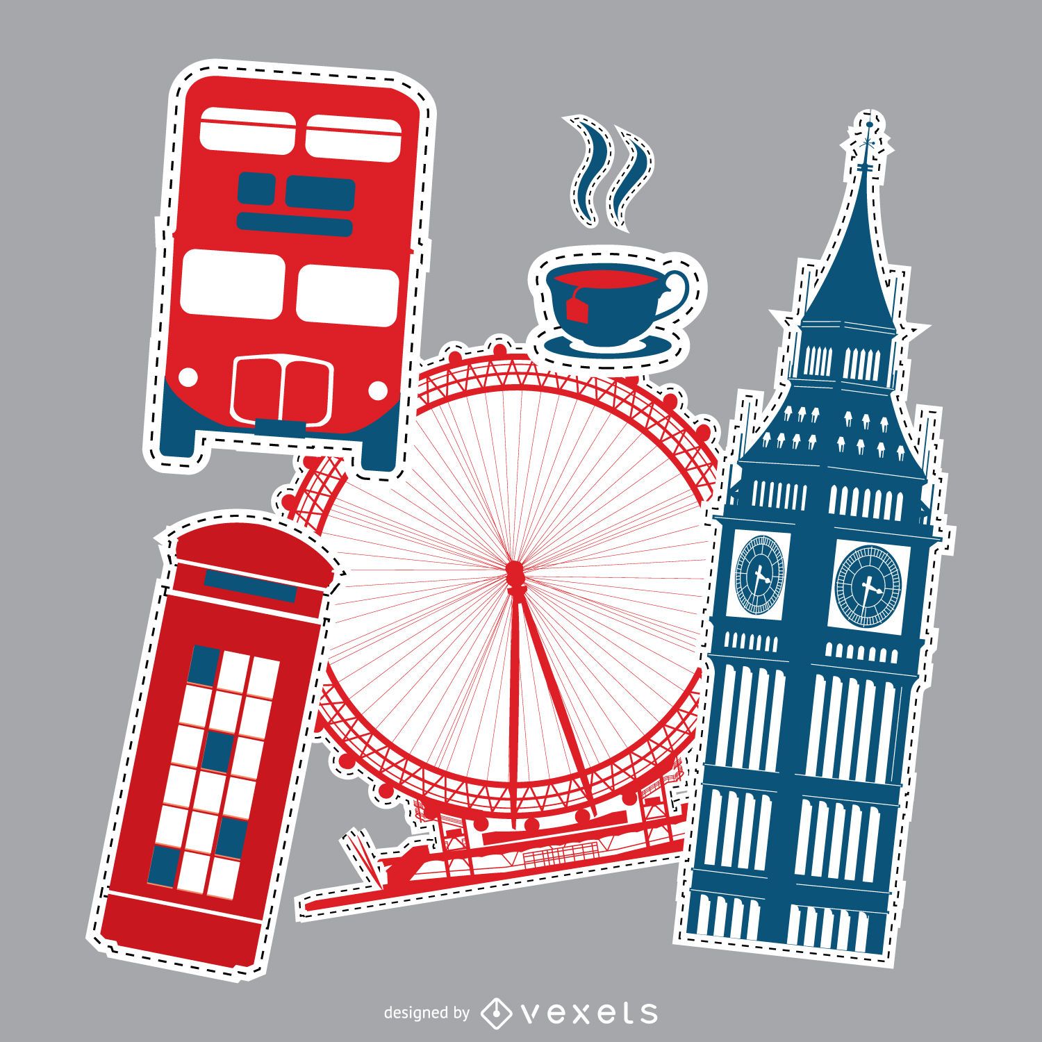 London Patches Set Vector Download