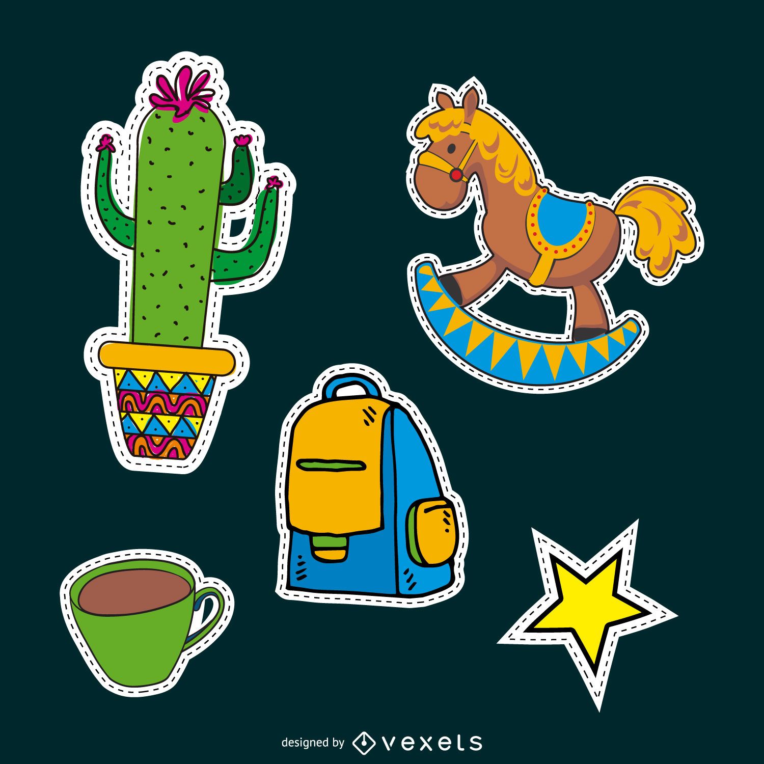 Children Patches Set Vector Download