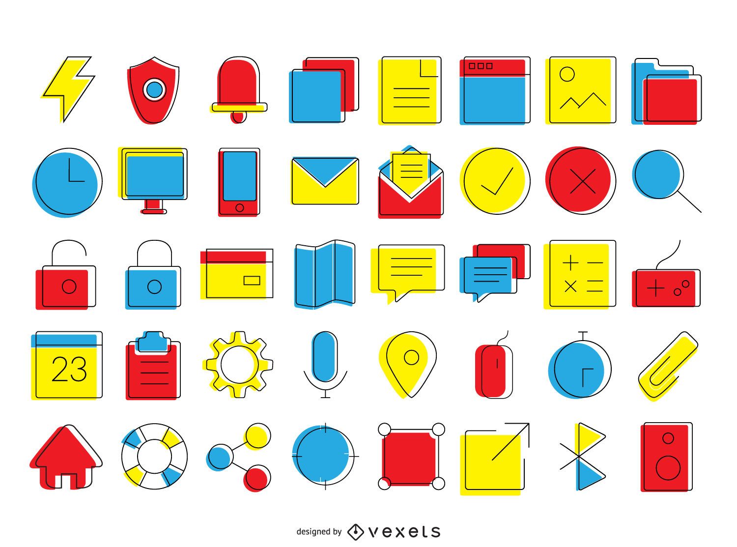 Bright Contact Icons Collection Vector Download