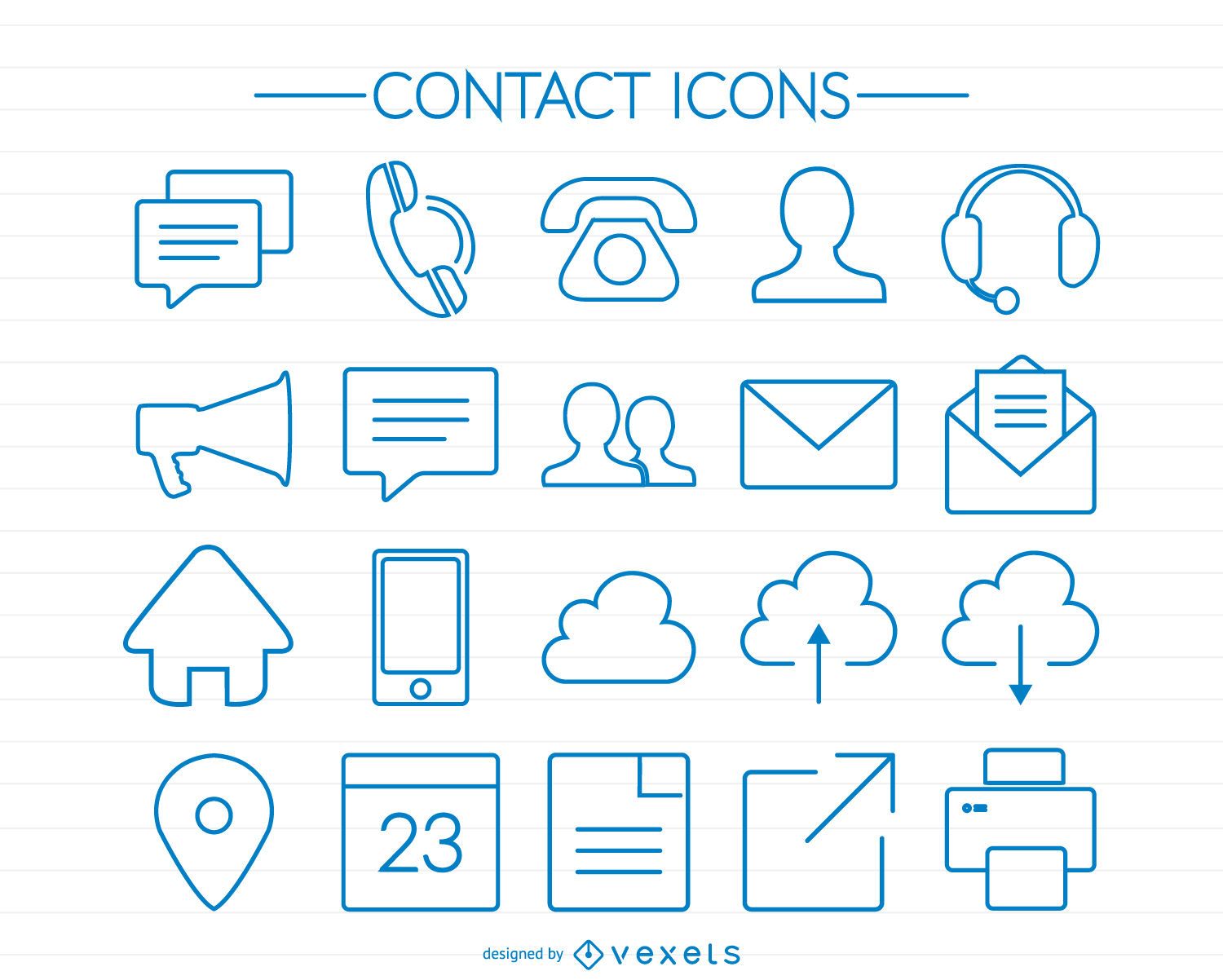 Conjunto De Iconos De Contacto Azul