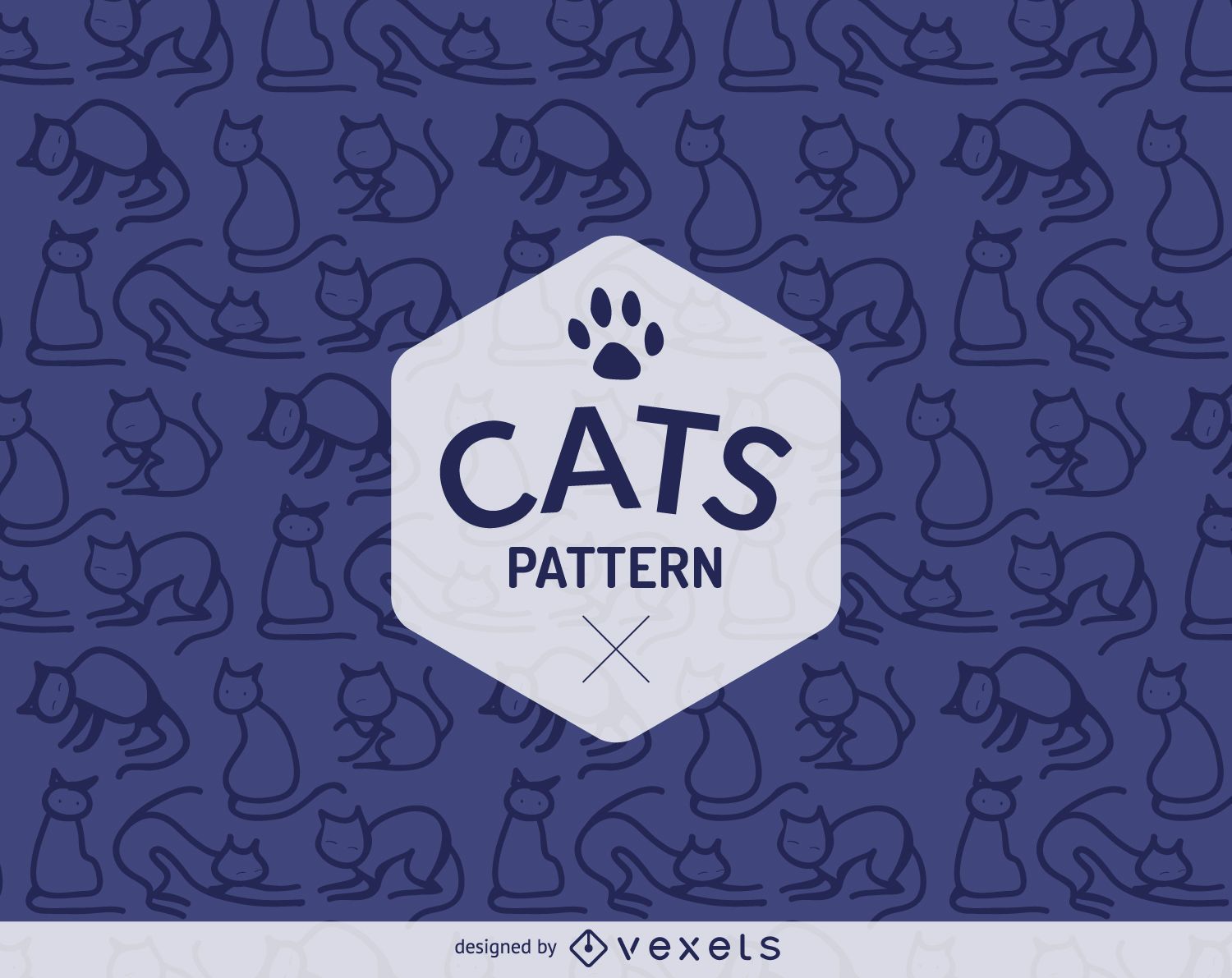 Simple Cat Outlines Pattern Vector Download