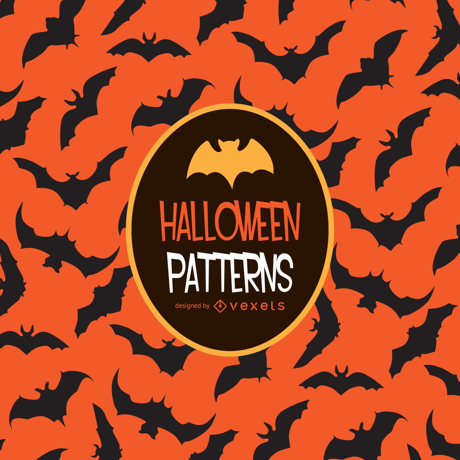 Halloween Orange Bat Pattern Vector Download