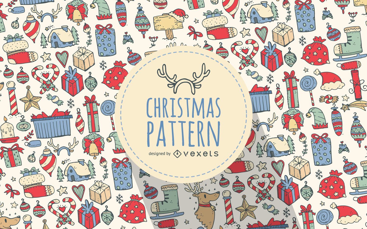 Christmas Drawn Elements Pattern Vector Download