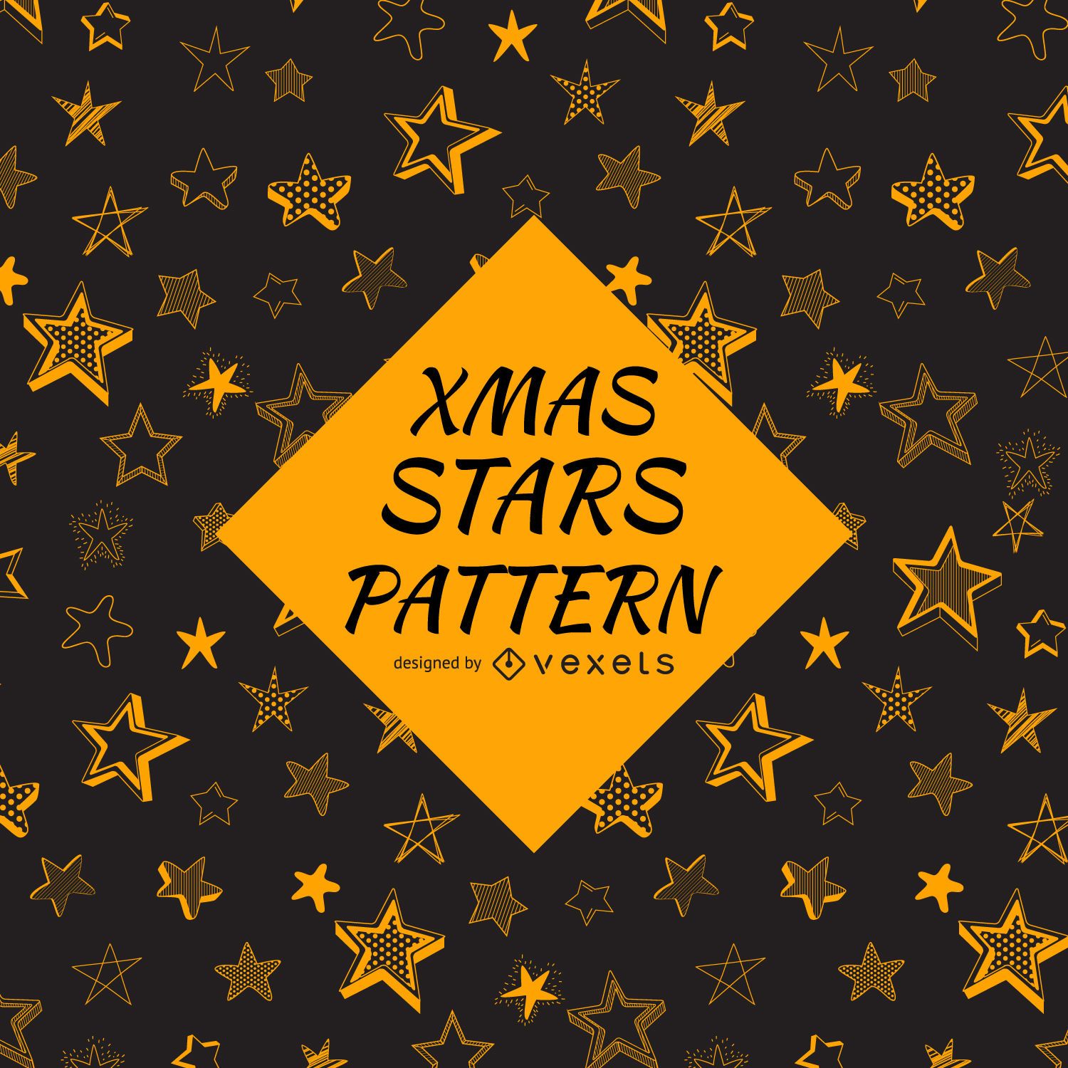 Sketched Stars Pattern Vector Download
