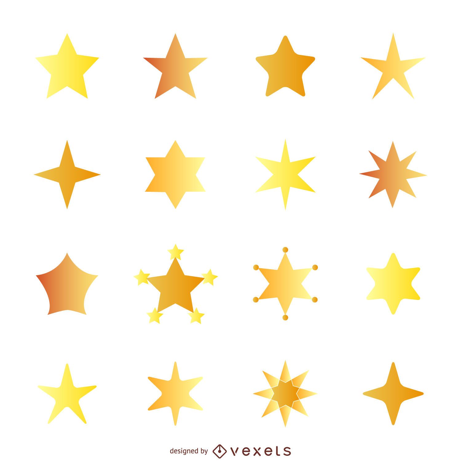 Flat Star Illustration With Gradient Set Vector Download
