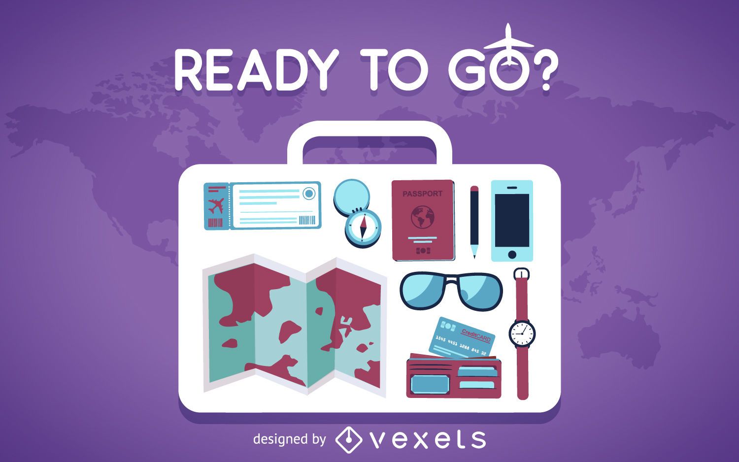 Flat Travel Background With Text Vector Download