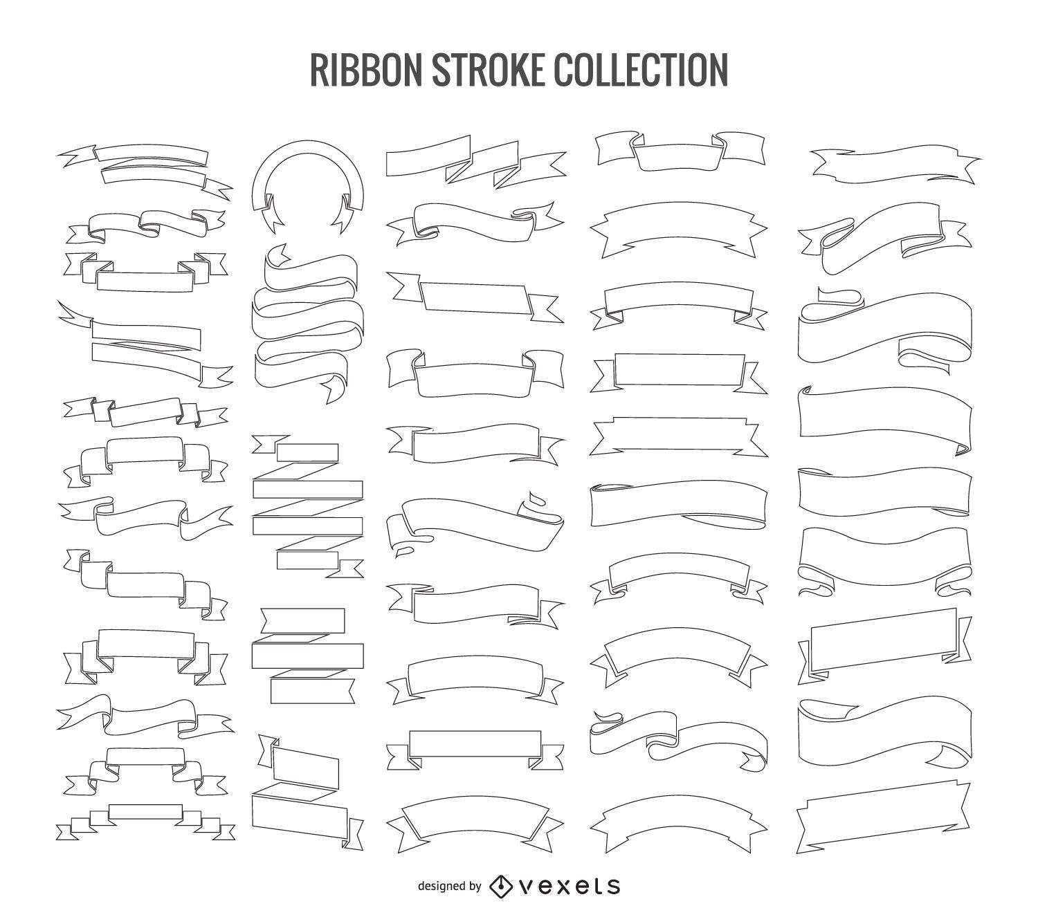 50 Stroke Ribbons Collection Vector Download