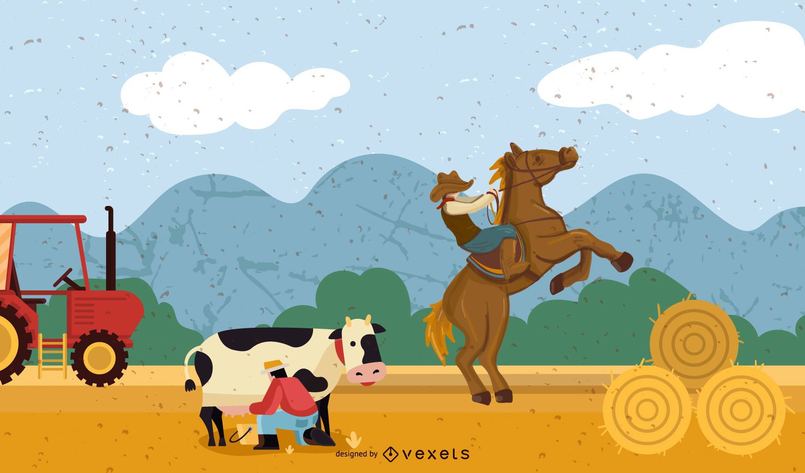 Horse Farm Vector Download