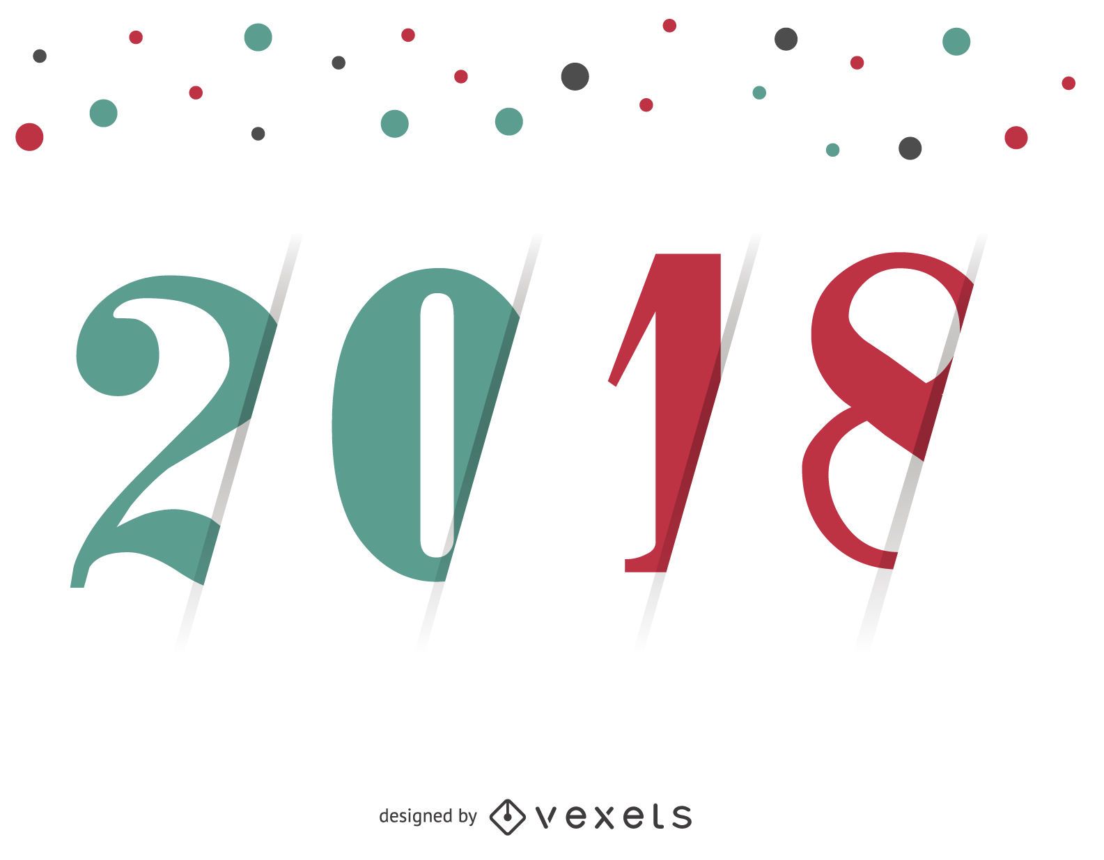 Bright 2018 Sign With Colorful Dots Vector Download