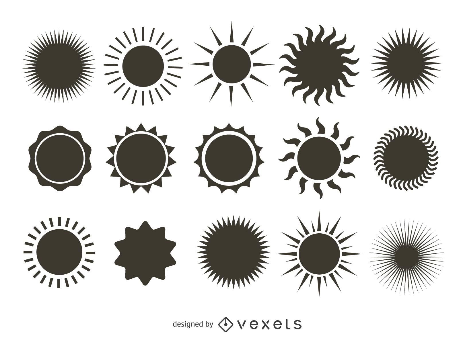Bright Sun Silhouette Collection Vector Download