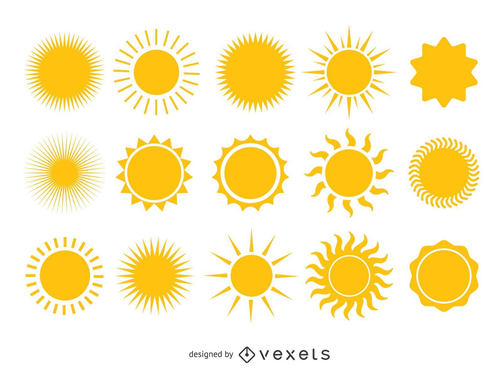 Bright Yellow Sun Collection Vector Download