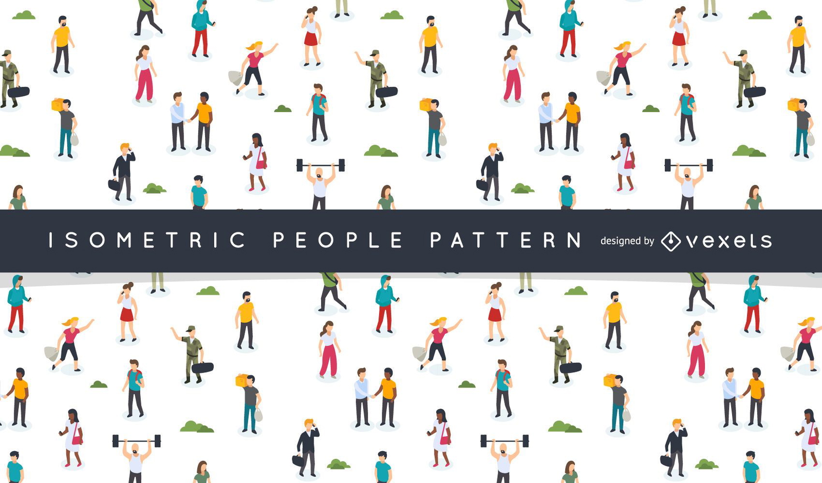 Isometric People Pattern Design Vector Download
