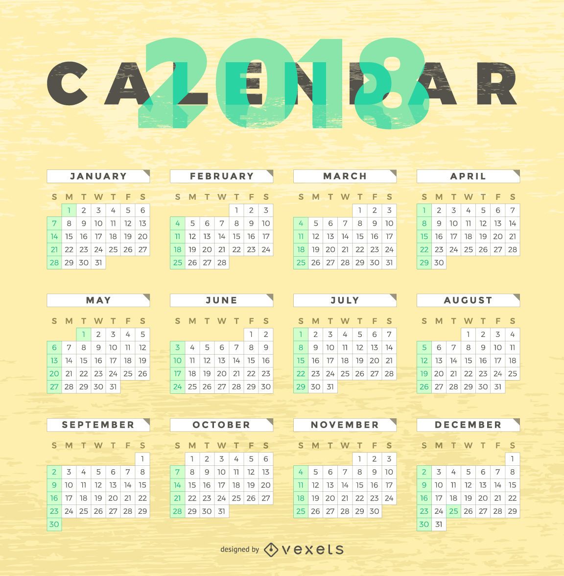 Wooden Texture 2018 Calendar Vector Download