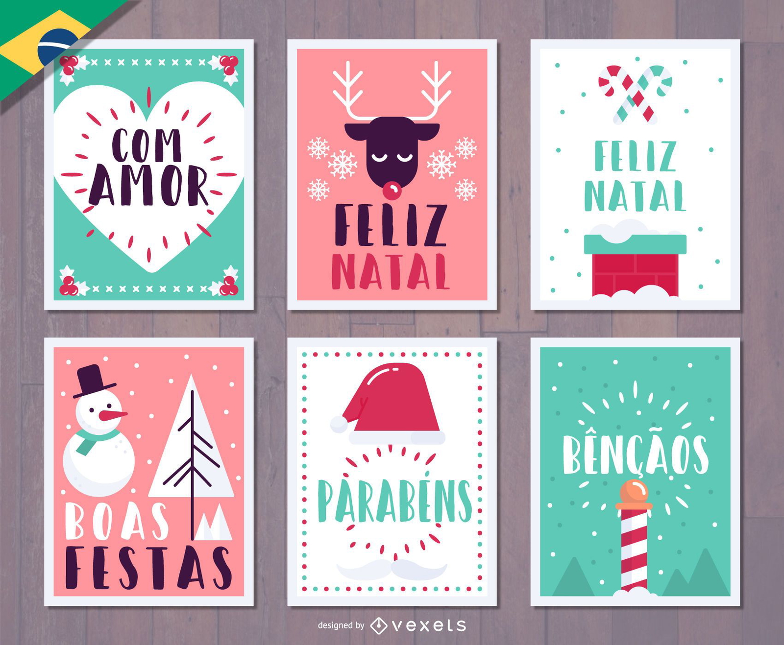 Portuguese Christmas Feliz Natal Card Vector Download