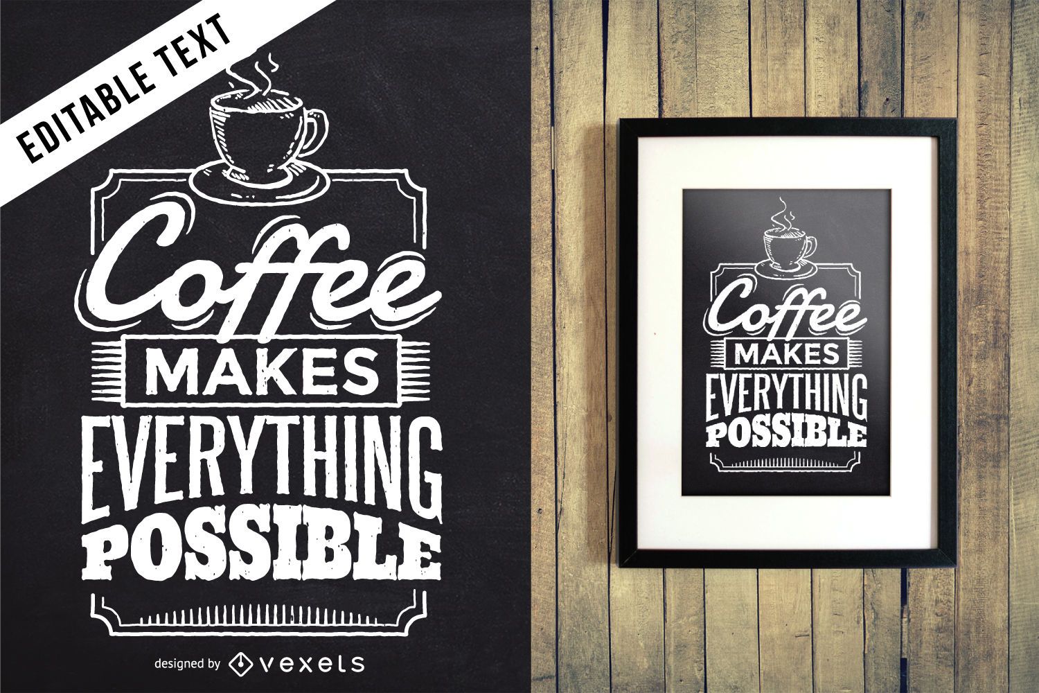 Editable Coffee Lettering Sign Vector Download