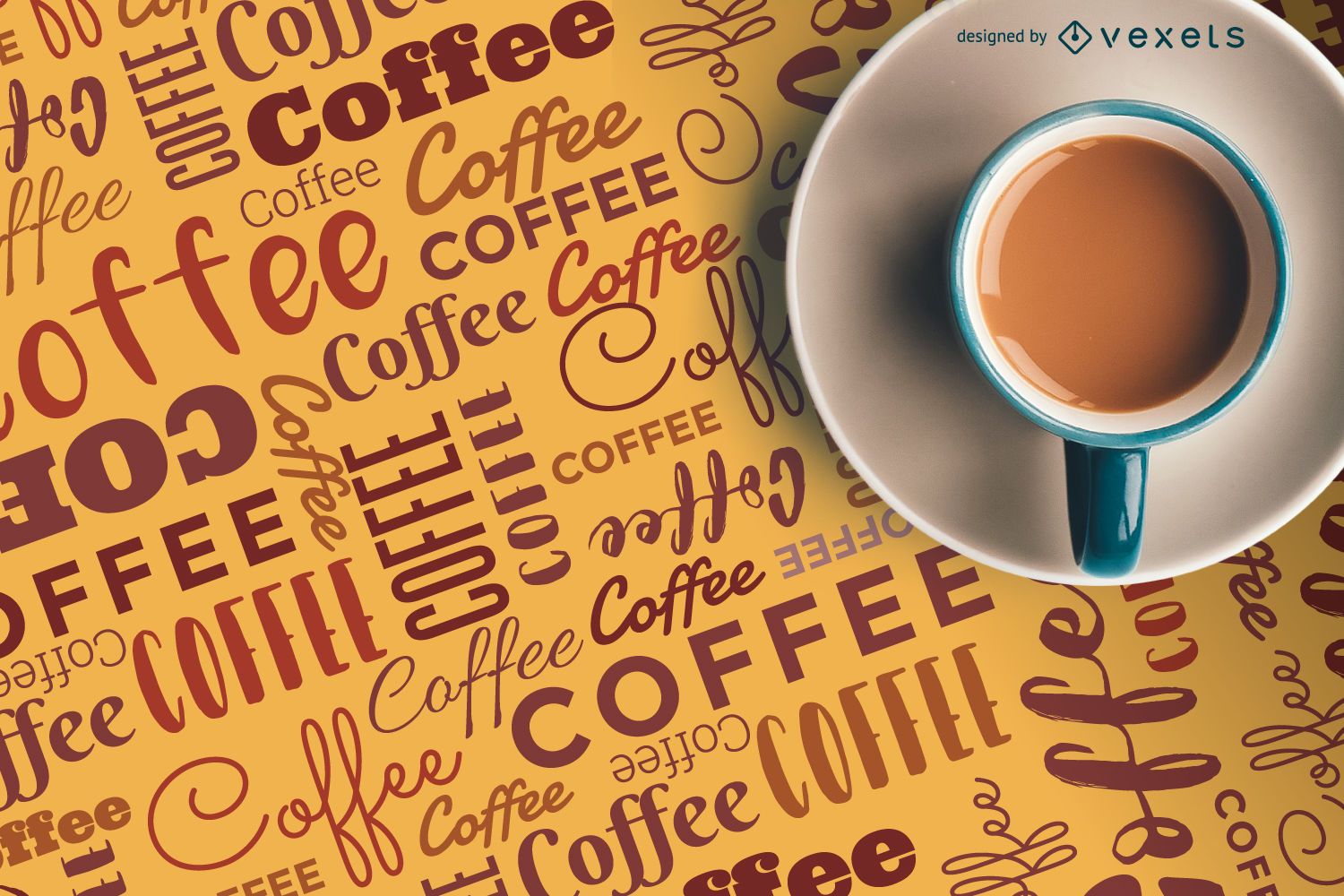 Lettering Coffee Pattern With Cup Vector Download