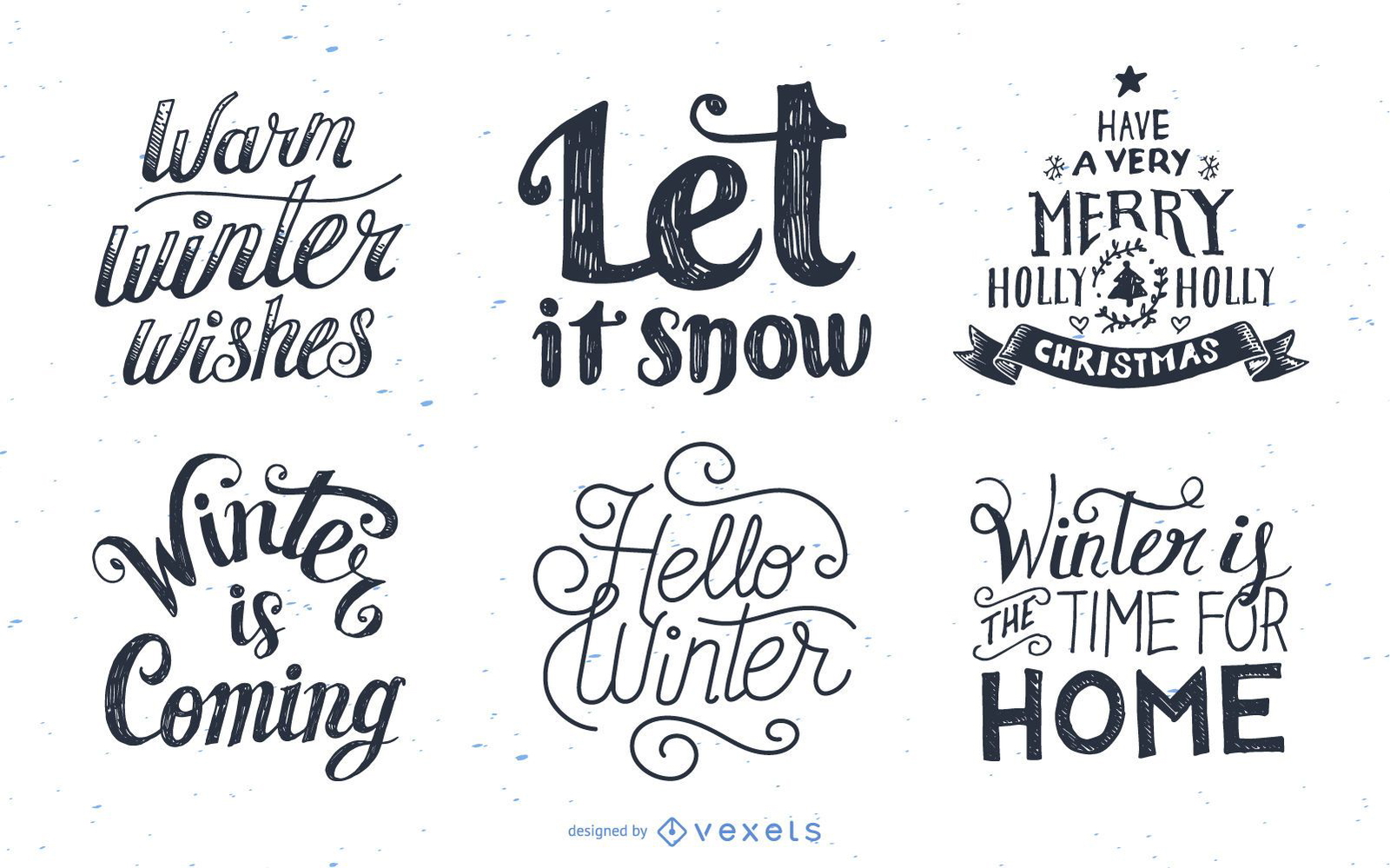 Set Of Winter Lettering Designs Vector Download