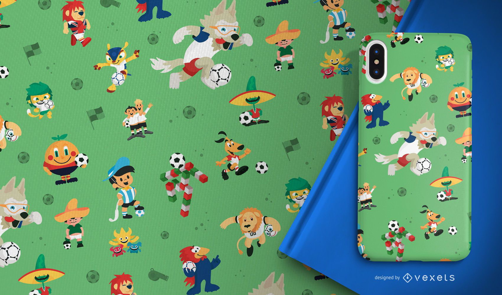 Football World Cup Mascots Pattern Vector Download