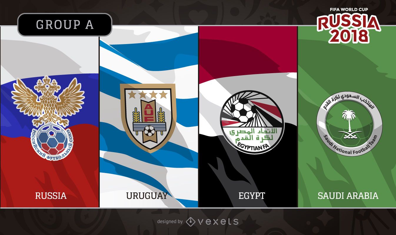 Russia 2018 Group A Flags Logo Vector Download