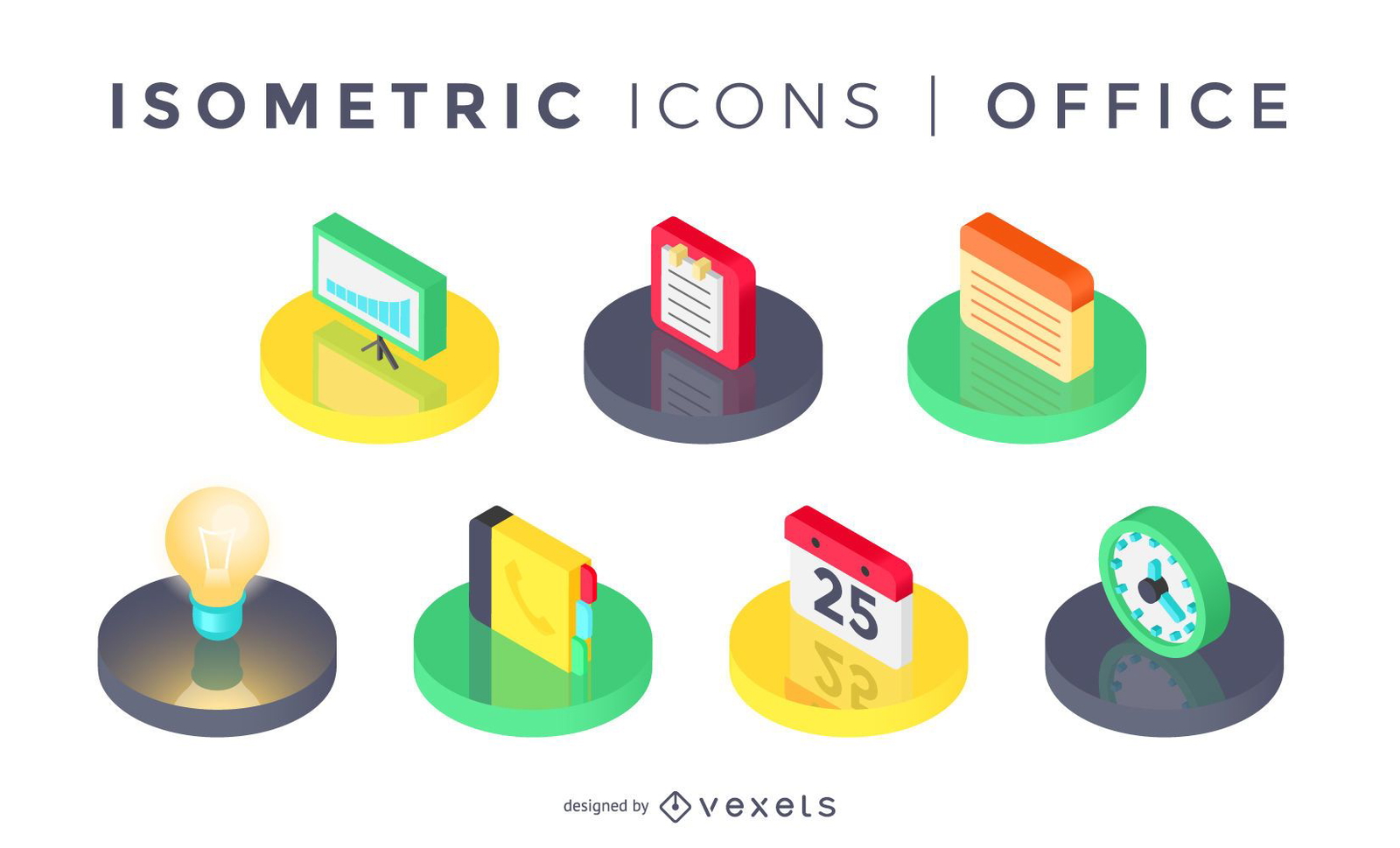 Isometric Office Icon Collection Vector Download