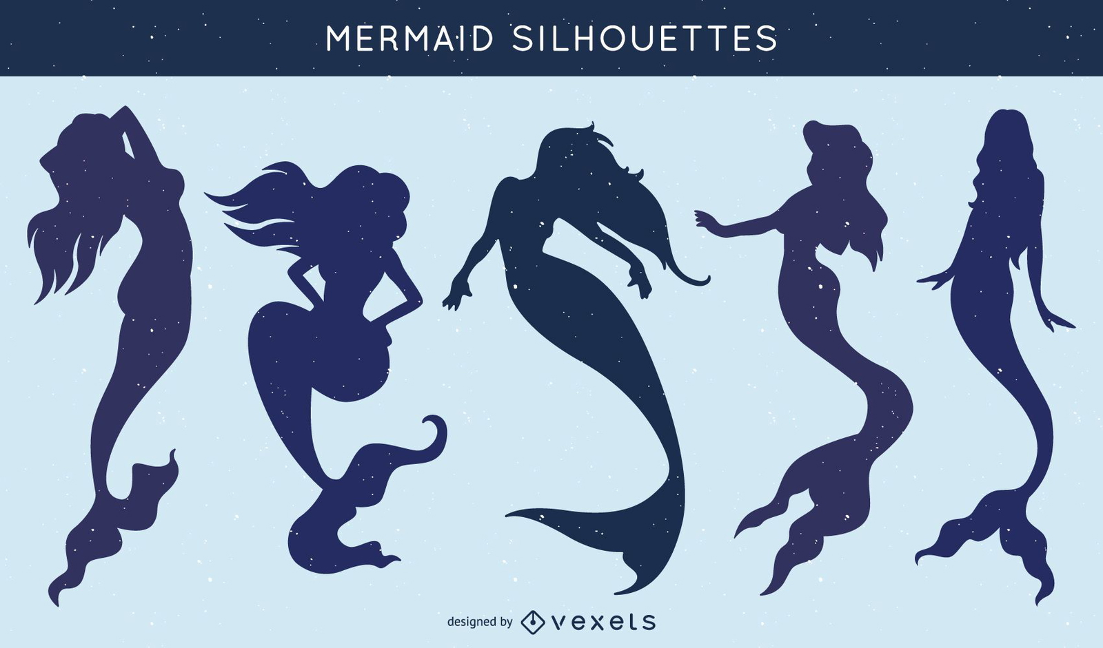 Set Of Mermaid Silhouettes Vector Download