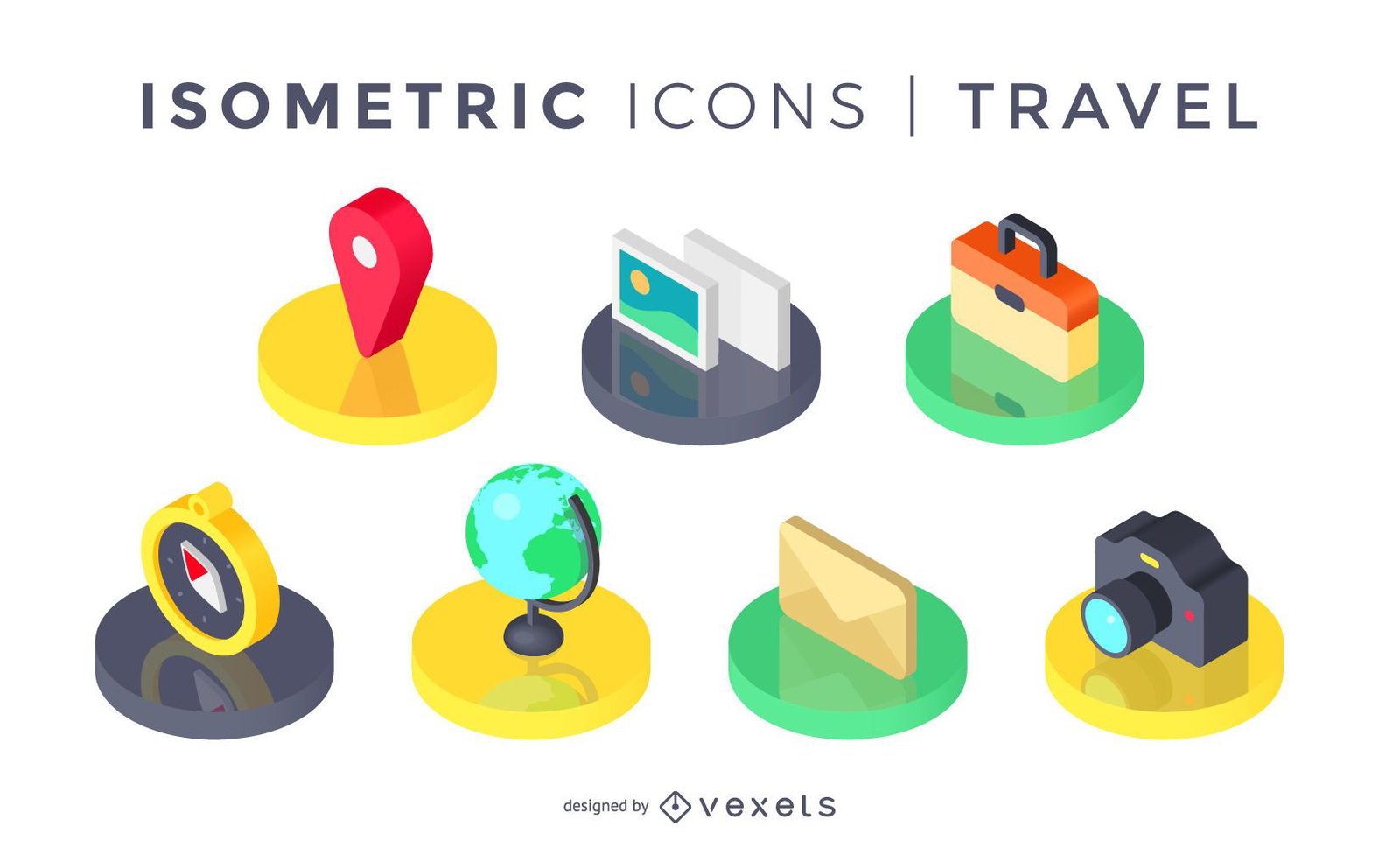Isometric Travel Icons Set Vector Download