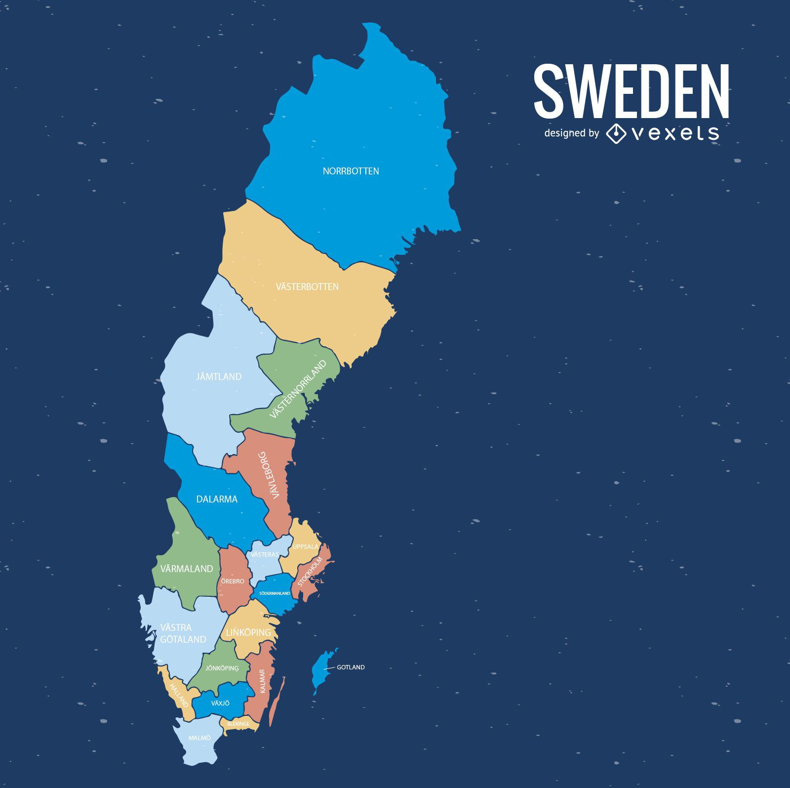 Sweden County Map Vector Download