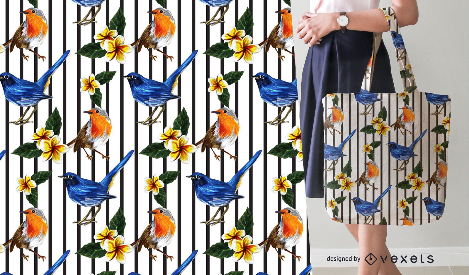 Finches Bird Striped Pattern Vector Download