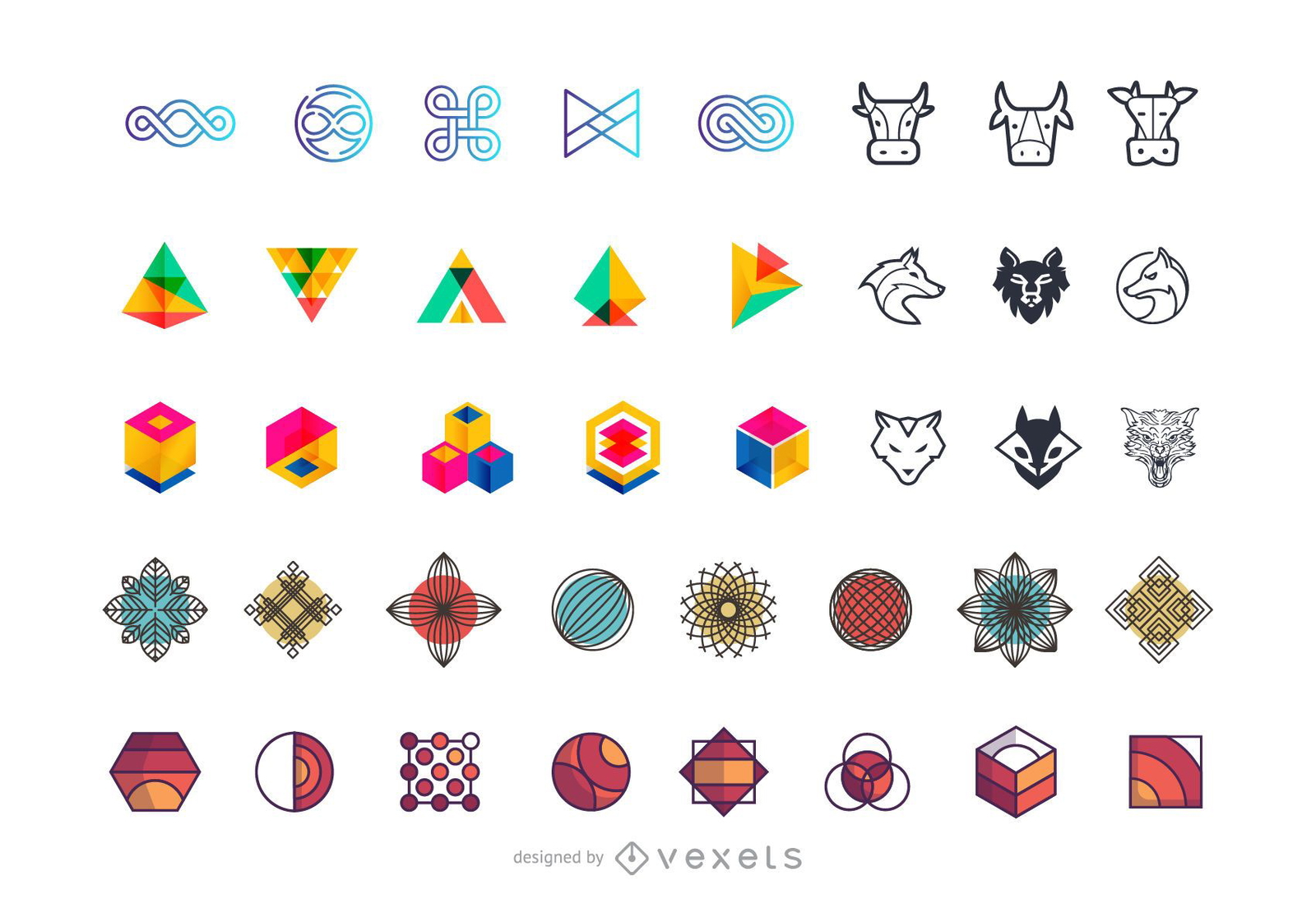 Abstract Logo Elements Collection Vector Download